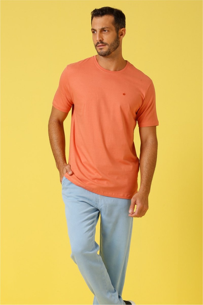 Camiseta Masculina Básica Meia Malha Rust