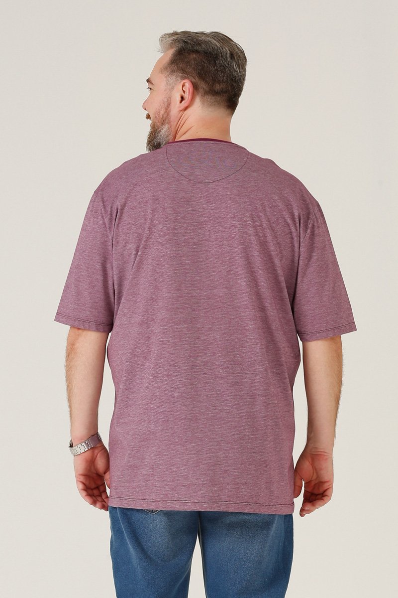 Camiseta Masculina Plus Size em Malha Listrada Roxa