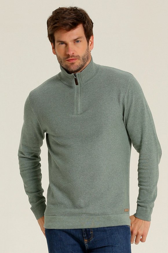 Sueter Tricot com Zíper Seeder Verde